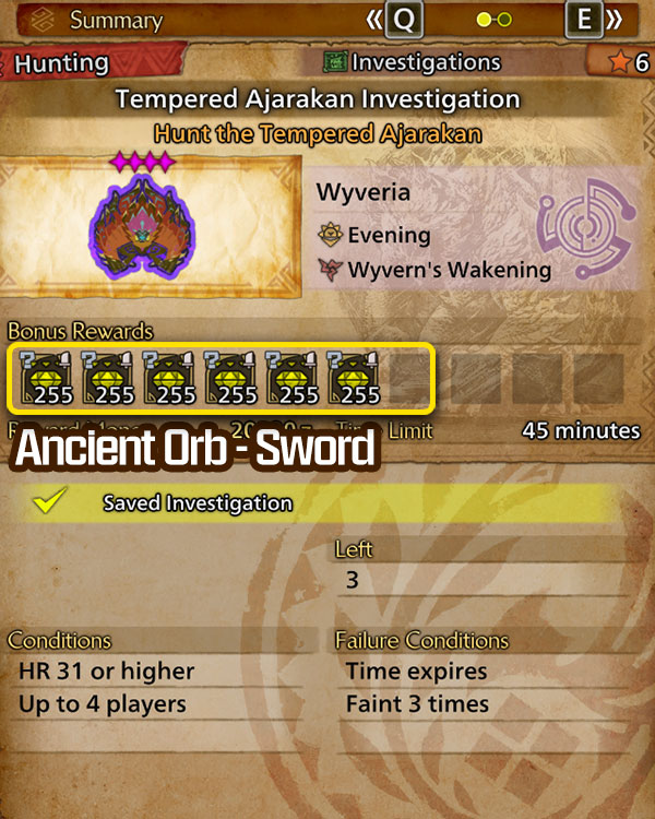 Buy MH Wilds Ancient Orb Sword Materials Hunting Lobbies